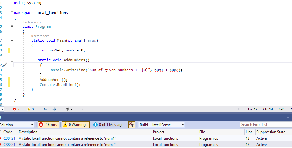 Local Functions In C#